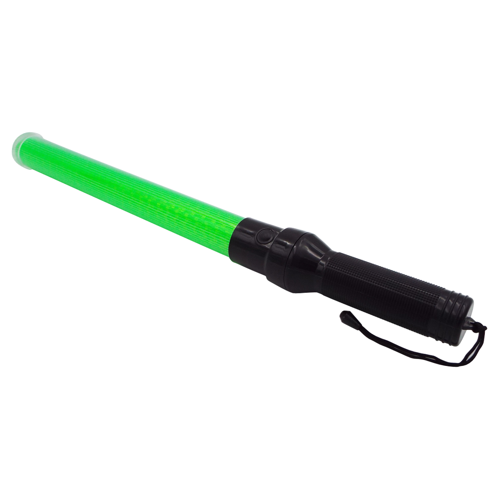 LED Light Traffic Baton - Colour Green - Flashing or Steady